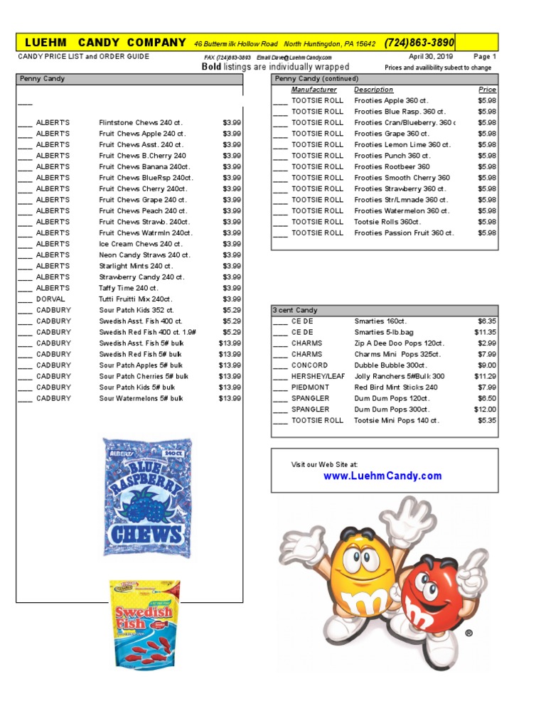 Candy Pricelist | PDF | Confectionery | Sugar Confectionery