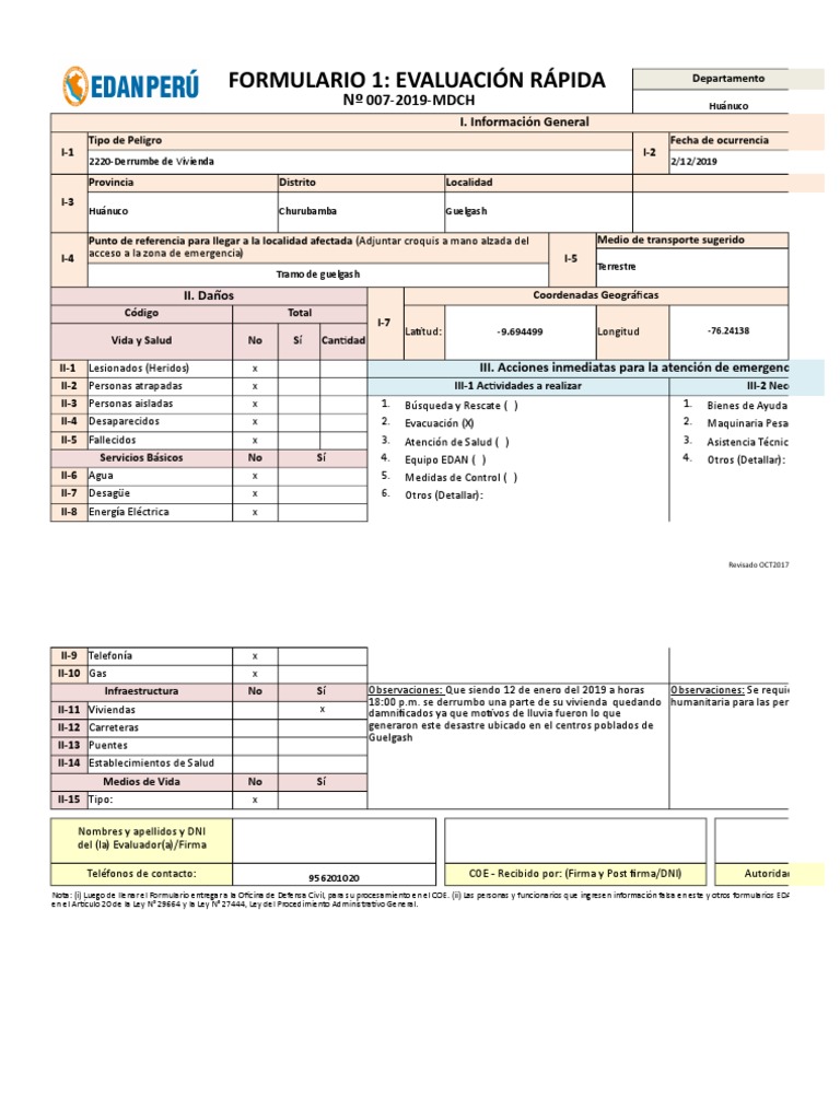 Formato Edan #07-mdch (Viviendas Destruidas | PDF | Agricultura | Naturaleza
