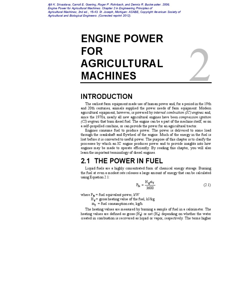 Engine Power For Agricultural Machines | PDF | Internal Combustion ...