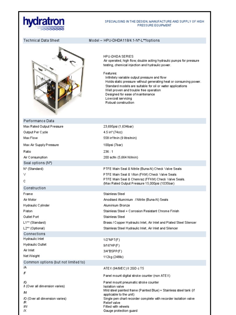 HPU-DHDA Hydraulic Pump Manual | PDF | Valve | Machines
