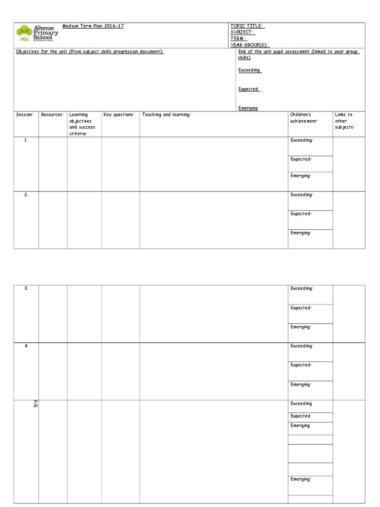 Planning Blank Template | PDF