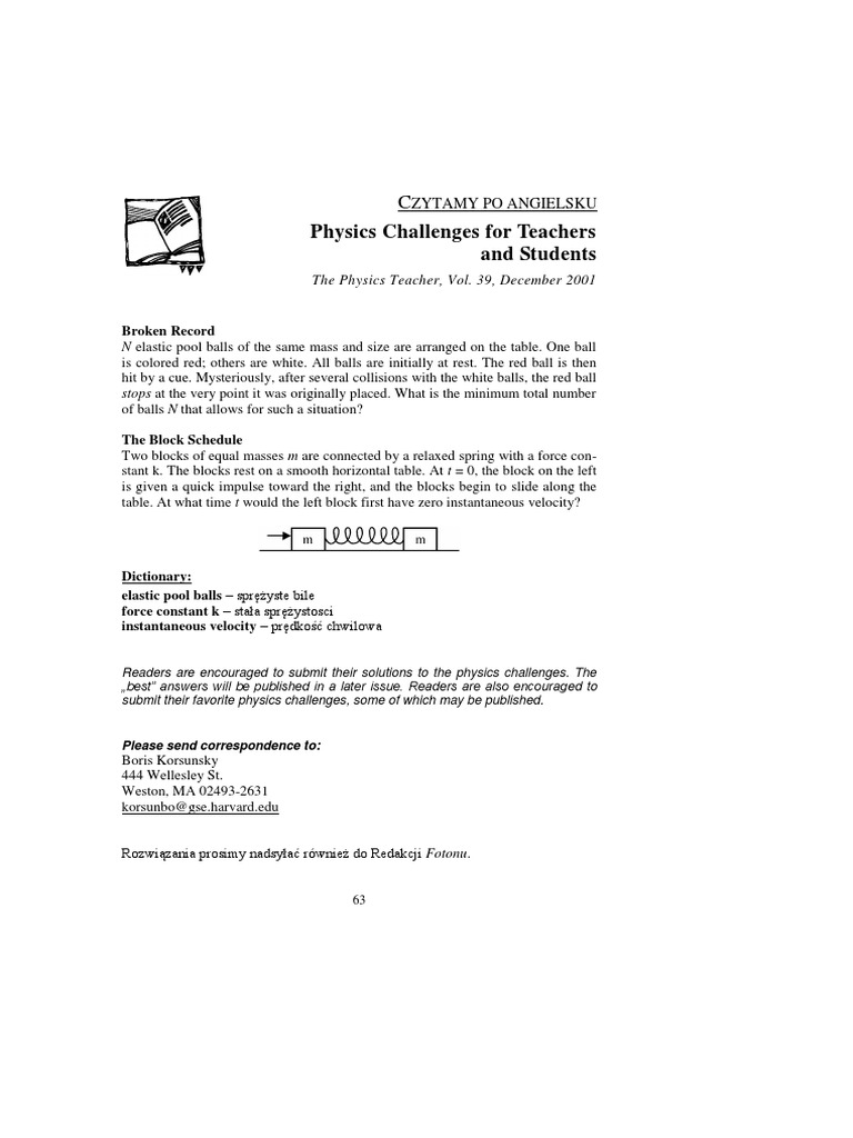 Physics Challenges for Educators | PDF