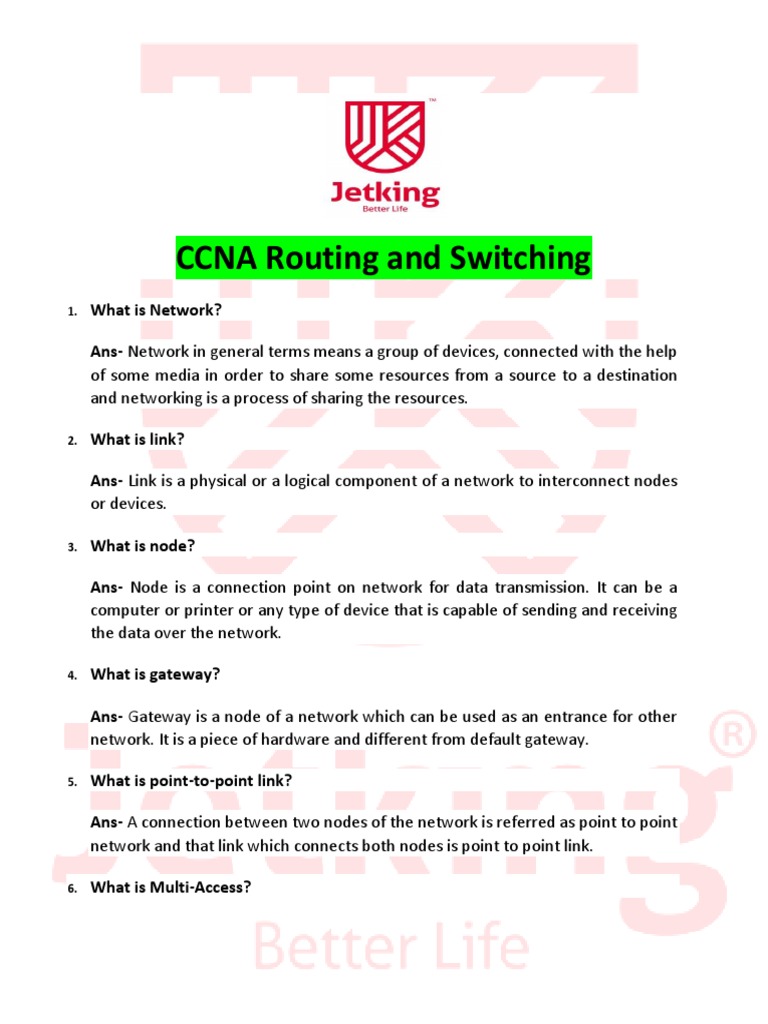 CCNA Routing and Switching Interview Guide | PDF | Osi Model | Computer ...