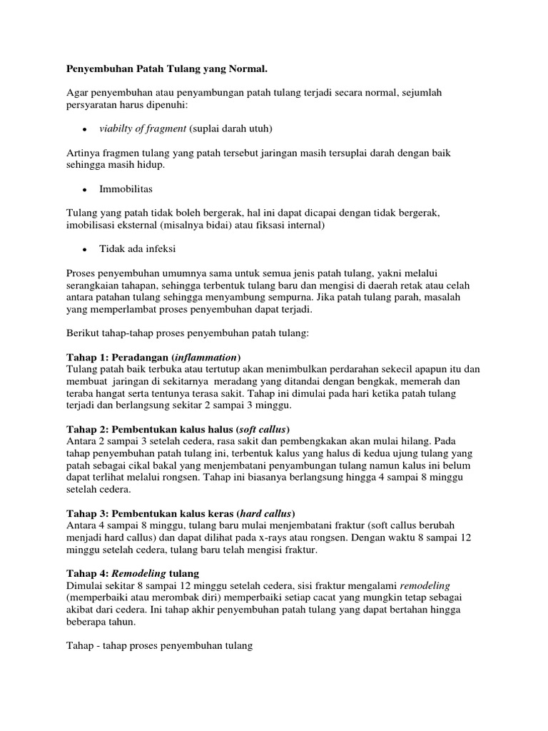 Penyembuhan Patah Tulang Yang Normal | PDF