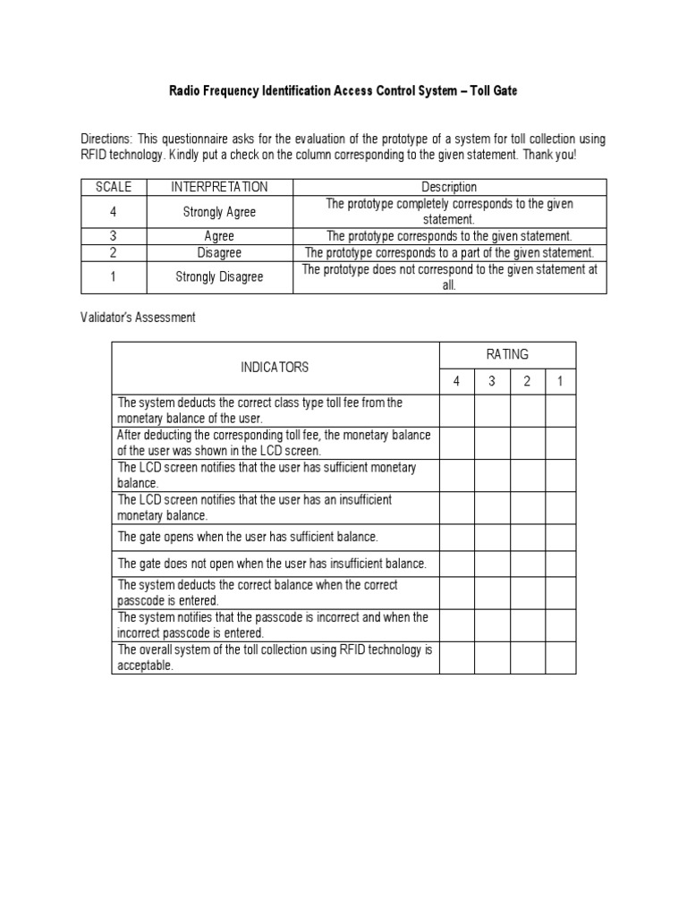 Survey Questionnaire | PDF | Radio Frequency Identification | Password