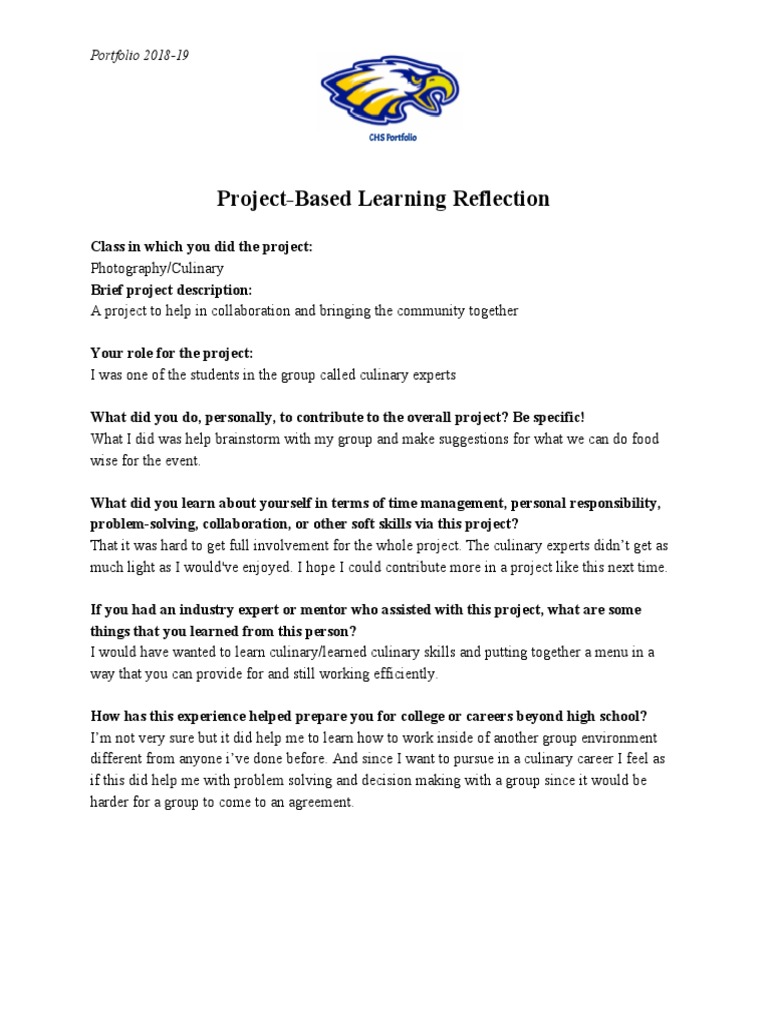 PBL Reflection | PDF