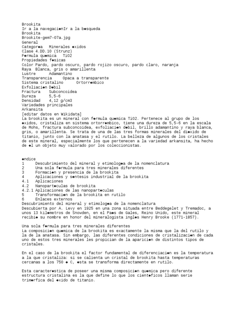 Propiedades y cristalización de brookita | PDF | Cristalografía ...