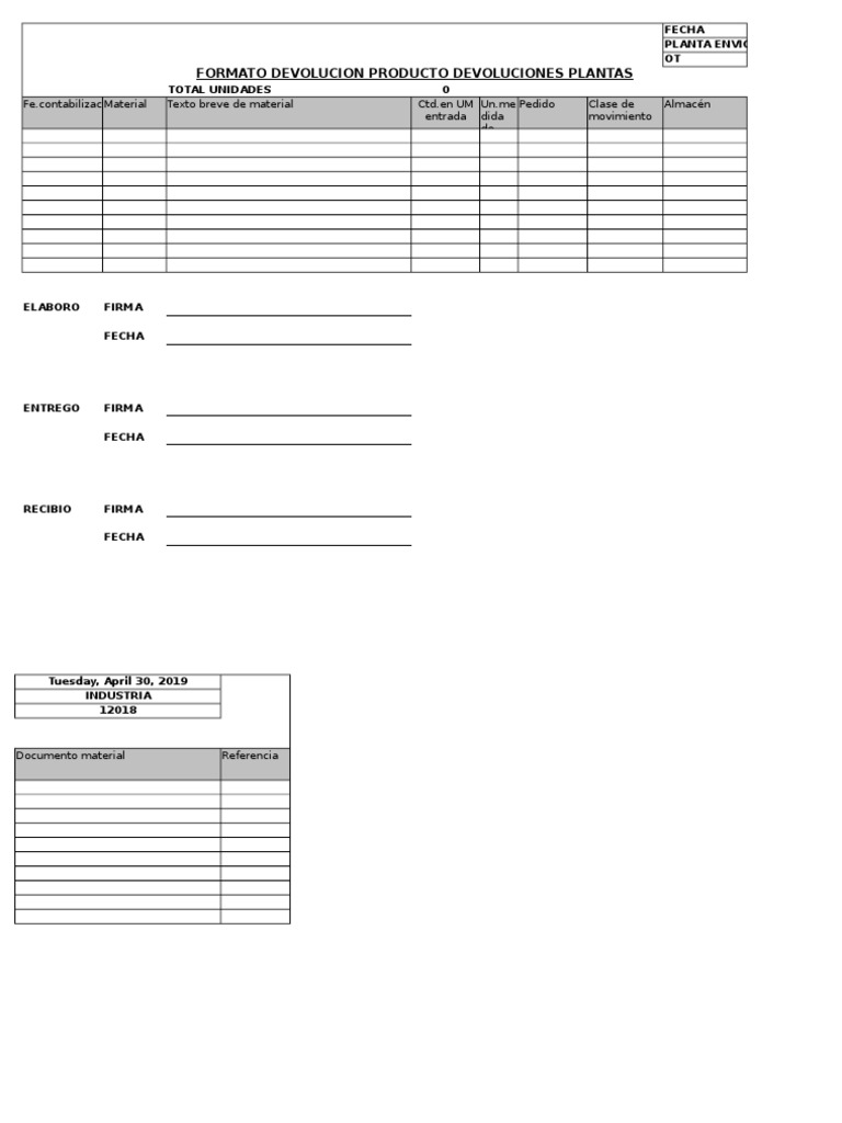 Formato Devolución de Mercancía | PDF