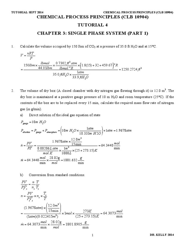 Tutorial 4 Solution PDF | Download Free PDF | Mole (Unit) | Humidity
