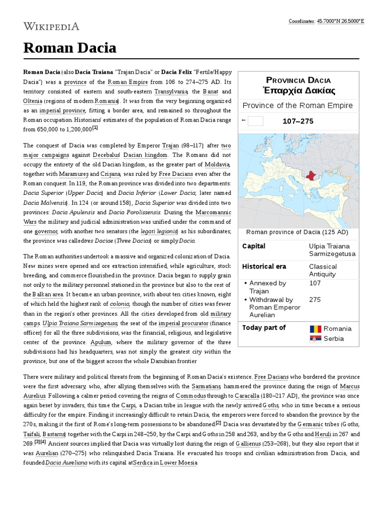 Roman Dacia | PDF | Ancient Peoples | Roman Empire