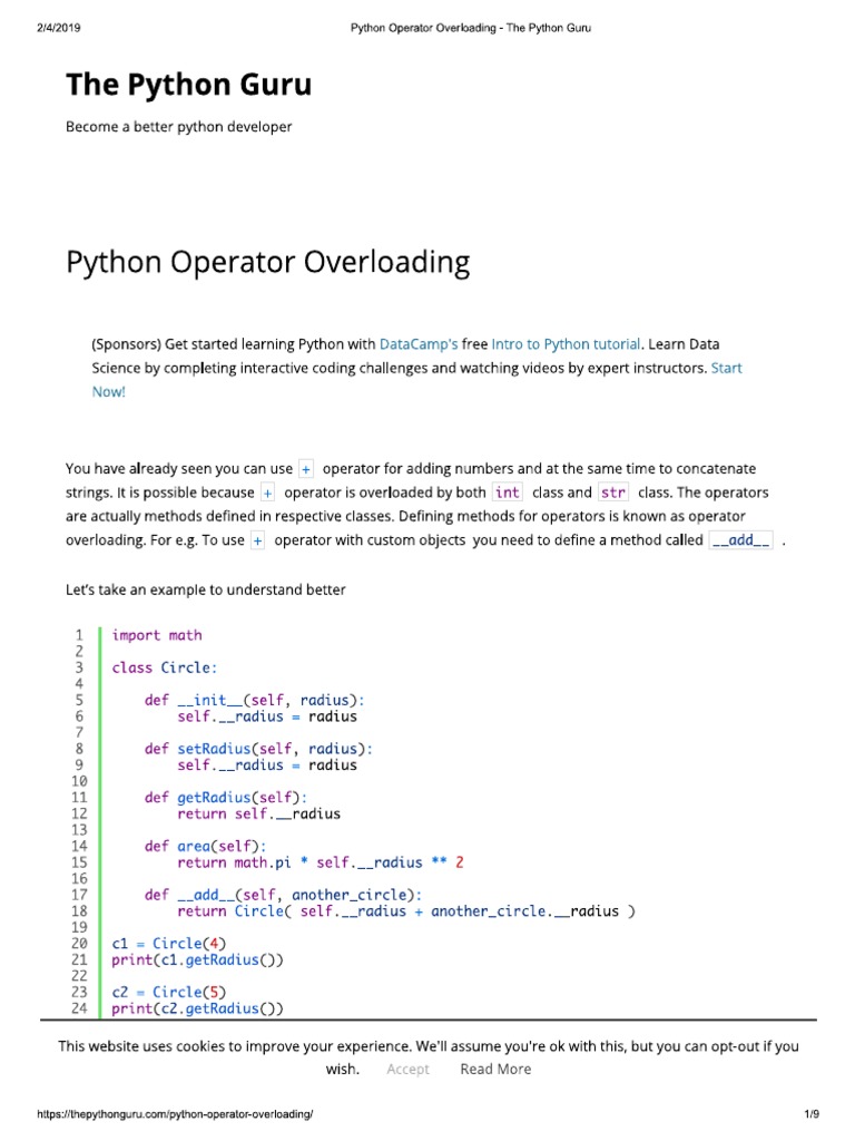Python Operator Overloading - The Python New PDF | PDF