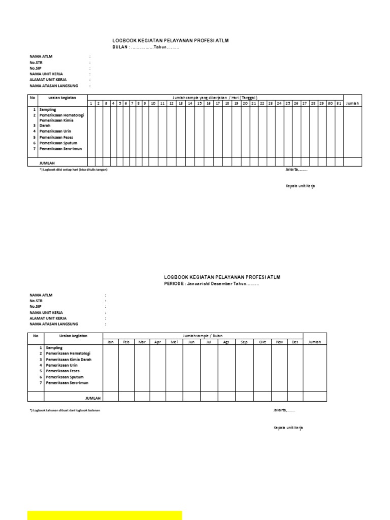 Contoh Log Book Atlm | PDF