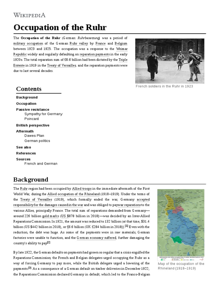 Occupation of The Ruhr | Download Free PDF | Weimar Republic | Europe ...