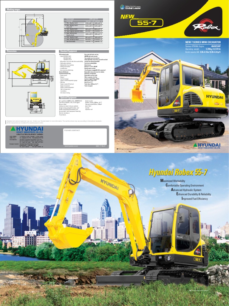 Hyundai R55 7 Specifikationer PDF | PDF | Horsepower | Engines
