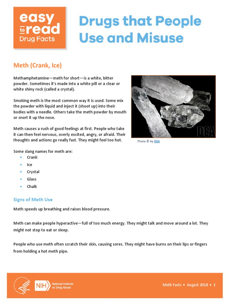 Meth (Crank, Ice) : Signs of Meth Use | PDF | Methamphetamine | Medical ...