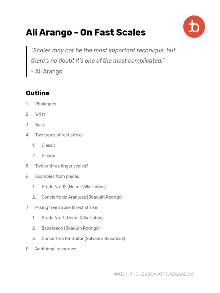 Ali Arango - On Fast Scales: Outline | PDF | Finger | Hand