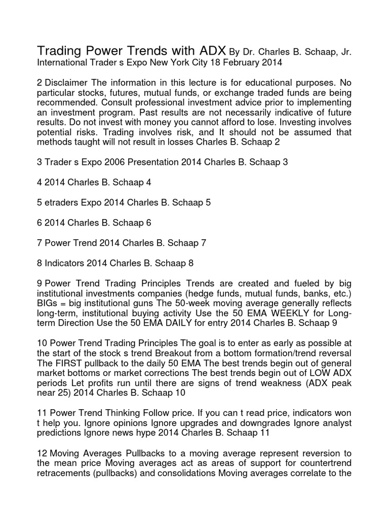 Trading Power Trends With ADX by DR | PDF | Hedge (Finance) | Investing