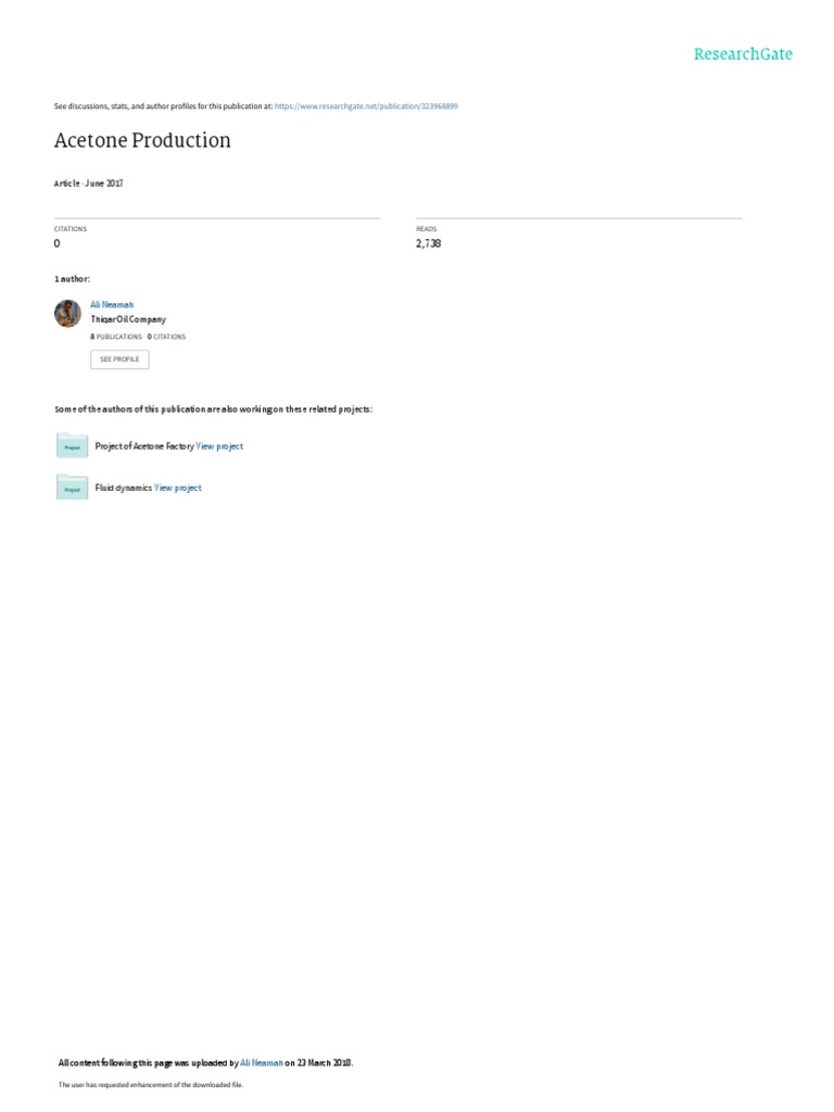 Acetone production process optimized for Basra, Iraq | PDF ...