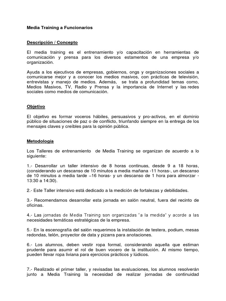 Media Training | PDF | Medios de comunicación) | Comunicación