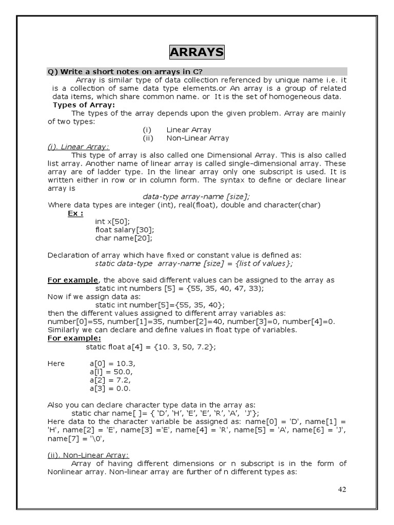 Arrays And Strings Pdf String Computer Science Data Type
