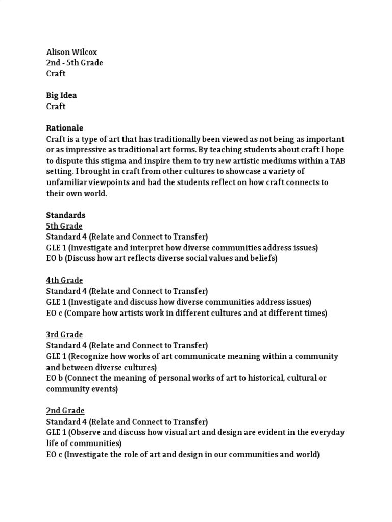 Craft Unit | PDF | Concept | Understanding