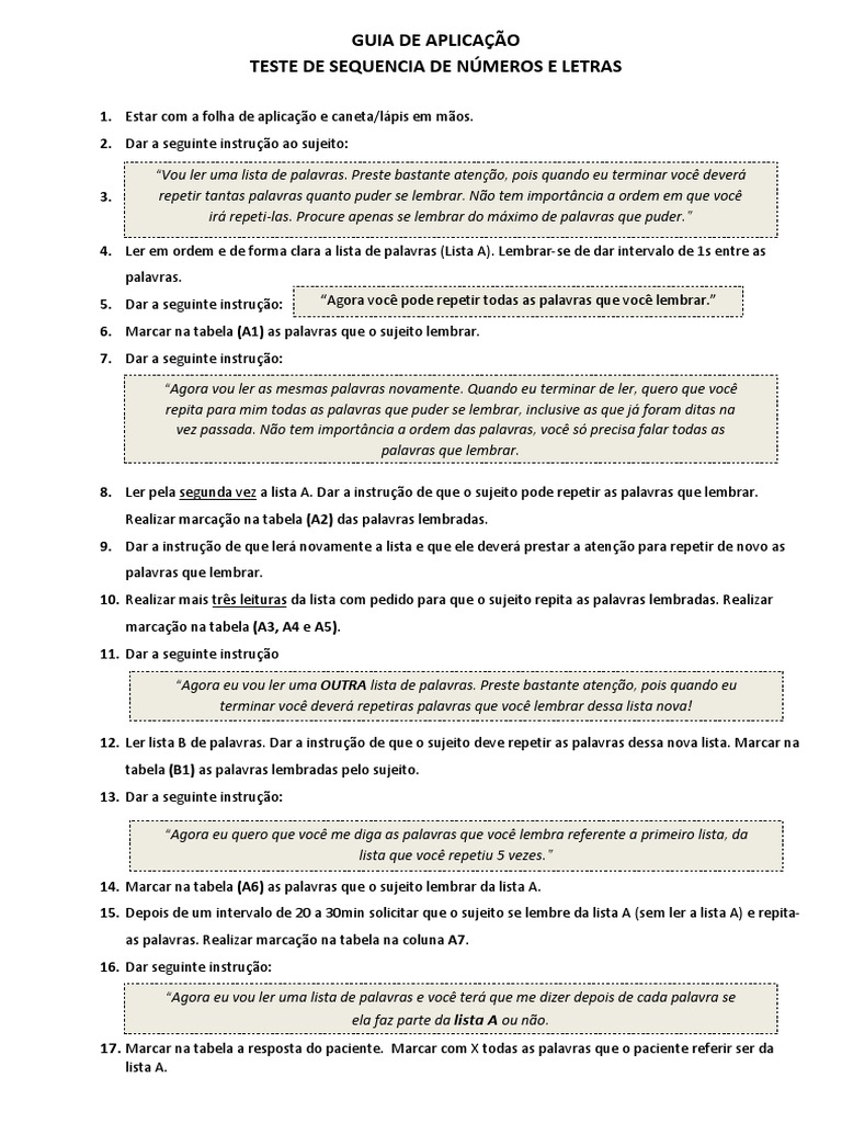 Guia de Aplicação Ravlt | Assunto (Gramática)