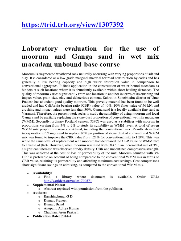 Proportion of Stone Dust of Conventional WMM Mix | PDF | Sand | Clay