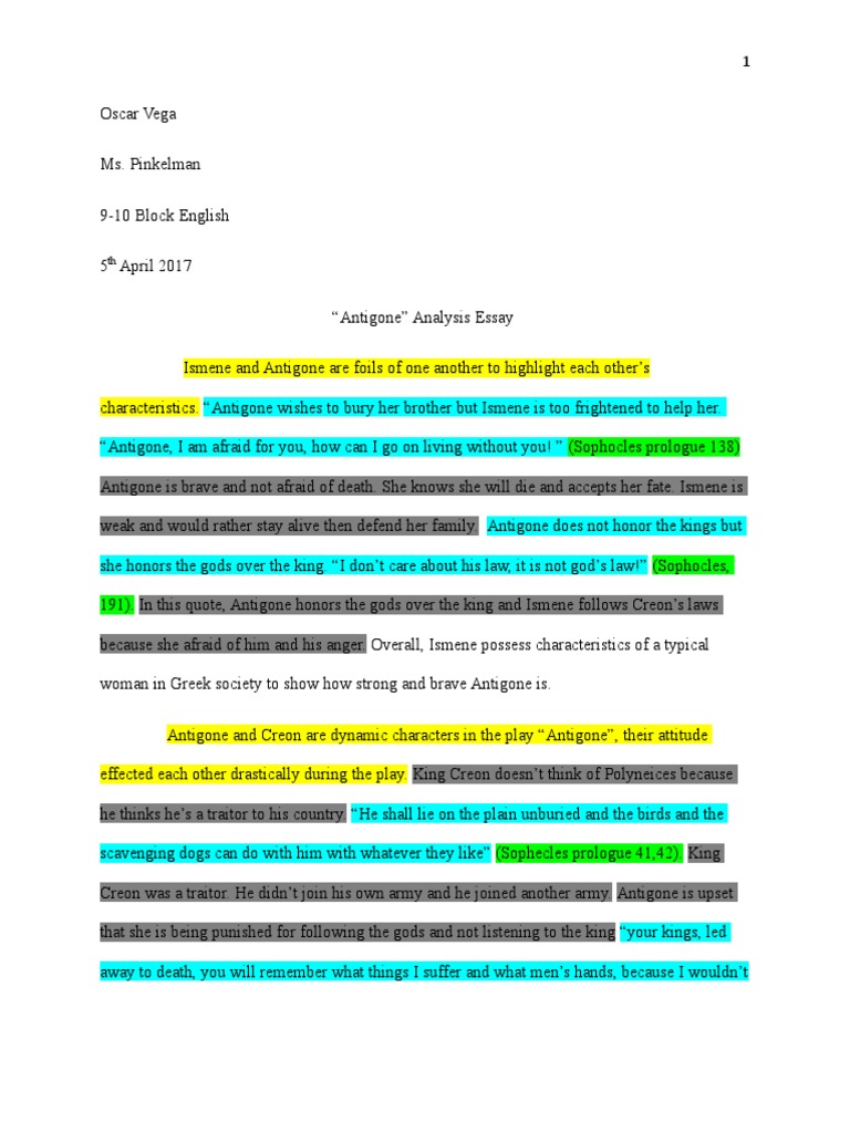 Antigone Essay | PDF | Sophocles | Ancient Thebes (Boeotia)