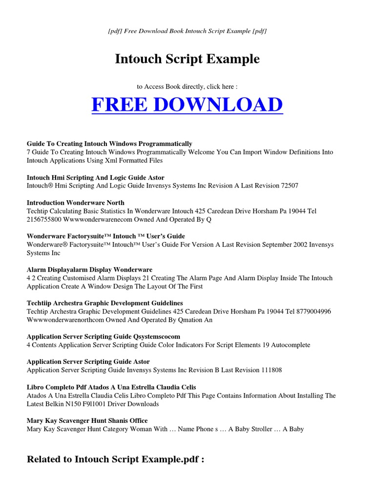 Free Download: Intouch Script Example | PDF | Application Software ...