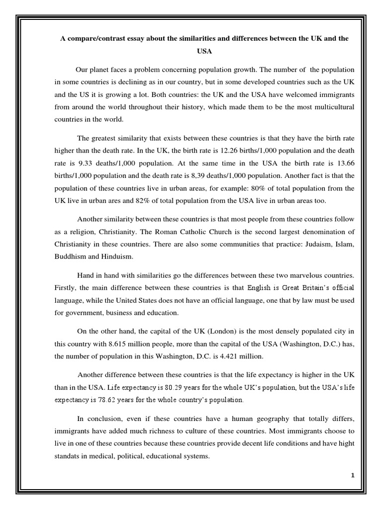 A Compare/contrast Essay About The Similarities and Differences Between ...