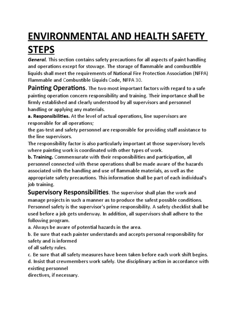 Environmental and Health Safety Steps | PDF | Personal Protective ...