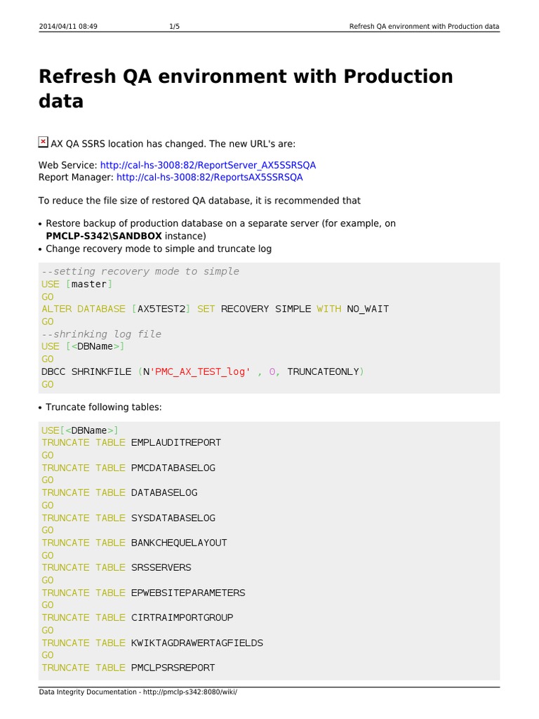 Refresh Qa Environment With Production Data PDF | PDF | Hypertext ...