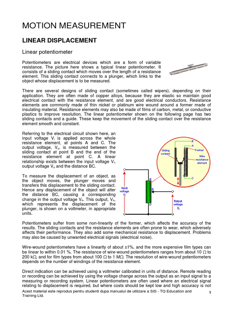 Measure Linear Displacement with Potentiometers & LVDT Sensors | PDF ...