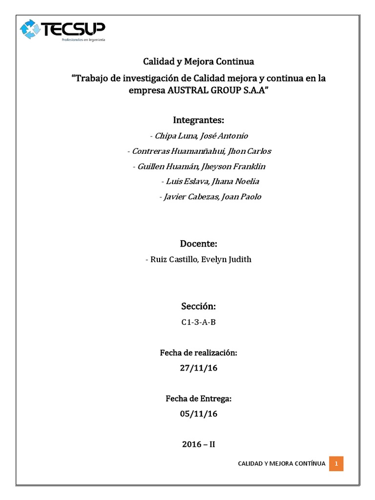 Calidad Y Mejora Continua Pdf Gestión De La Calidad Calidad