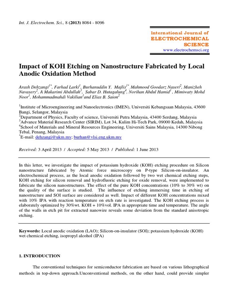 Impact of KOH Etching On Nanostructure Fabricated by Local Anodic ...