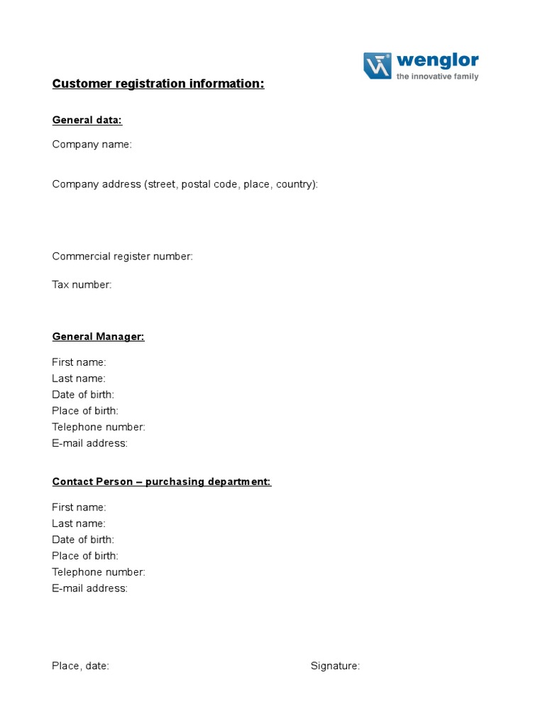 Customer Registration Information | PDF