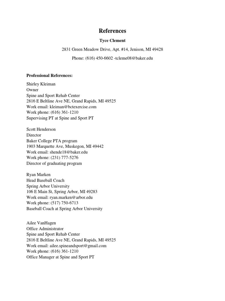 Professional References | PDF