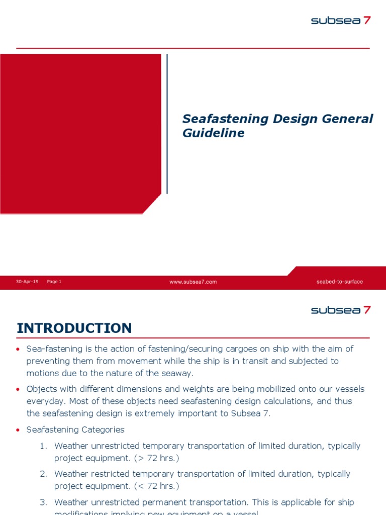 Seafastening Design | PDF | Ships | Bending