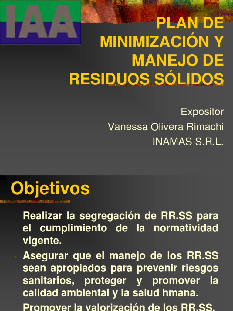 Plan de Minimización y Manejo de Residuos Sólidos | PDF | Residuos | Gestión de residuos