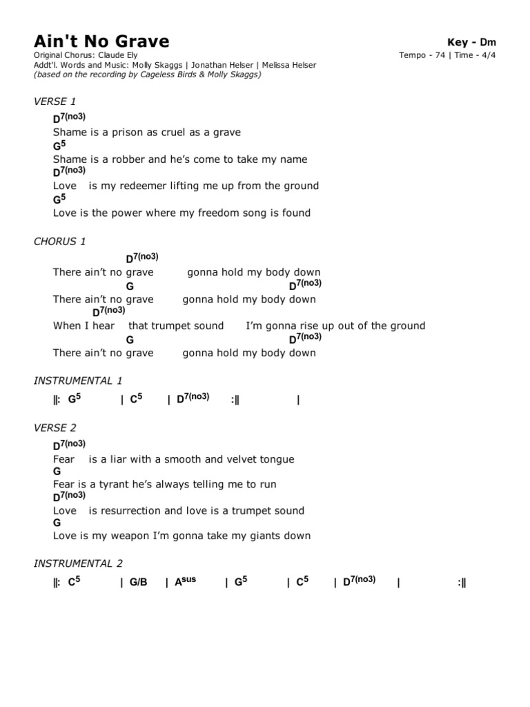 Aint No Grave Dm | Song Structure | Vocal Music