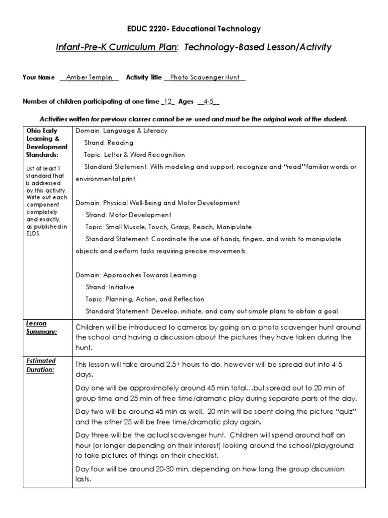 Ed Tech Lesson Plan | PDF | Camera | Lesson Plan