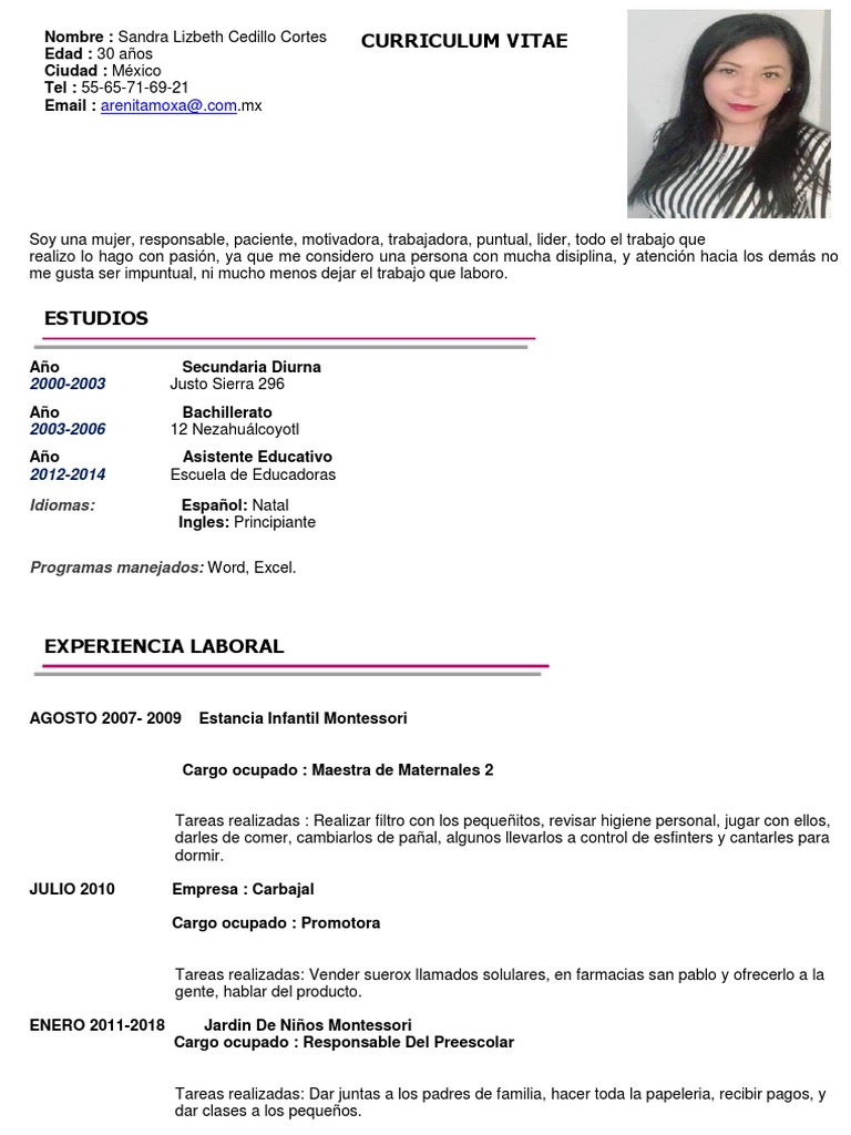 Curriculum Vitae de Sandra Cedillo | PDF