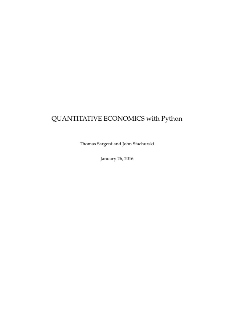 QUANTITATIVE ECONOMICS With Python PDF | PDF | Python (Programming ...
