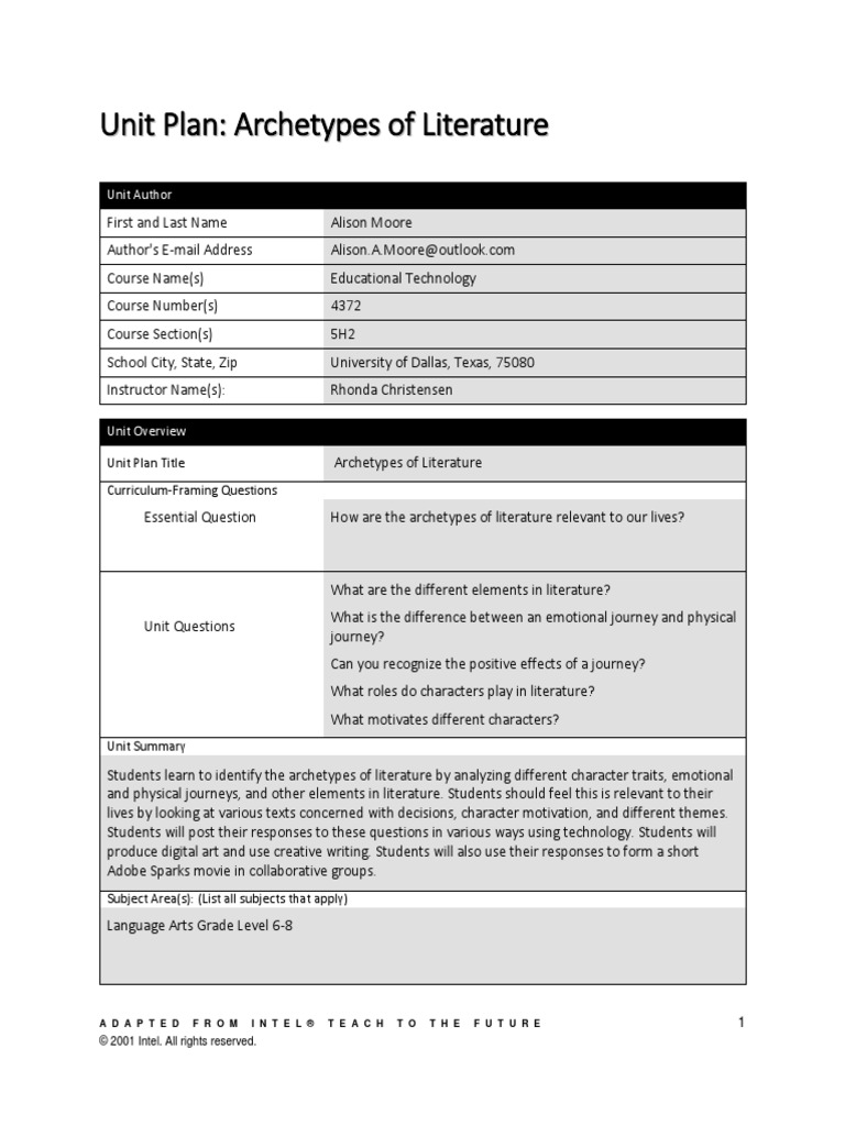 Archetypes of Literature | PDF | Reading Comprehension | Creativity