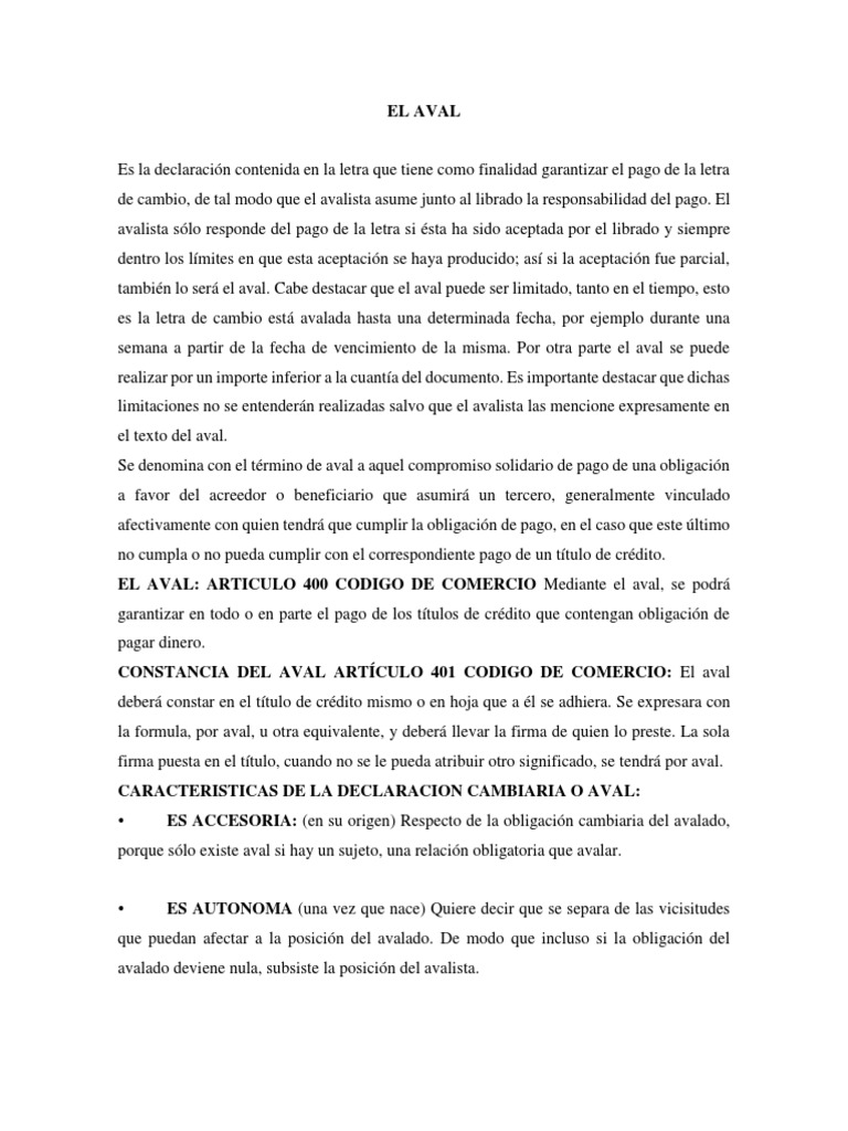 El Aval | PDF | Pagaré | Pagos