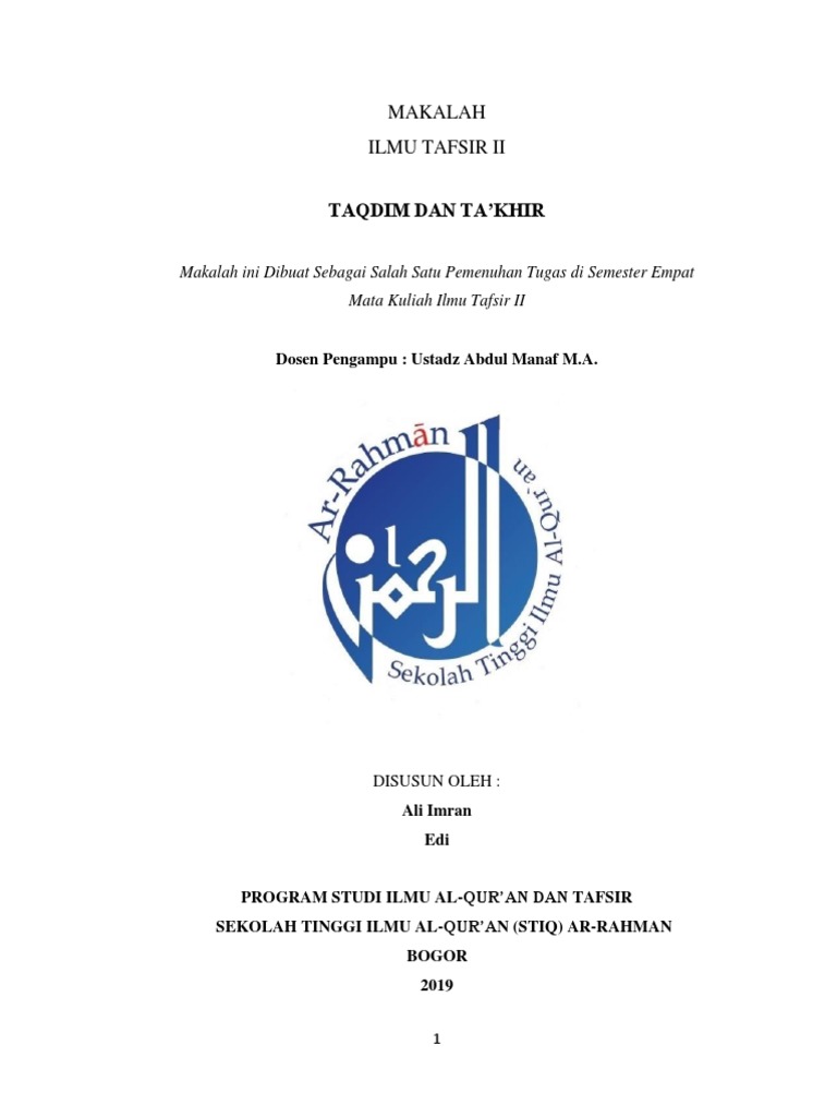 Taqdim Takhir | PDF