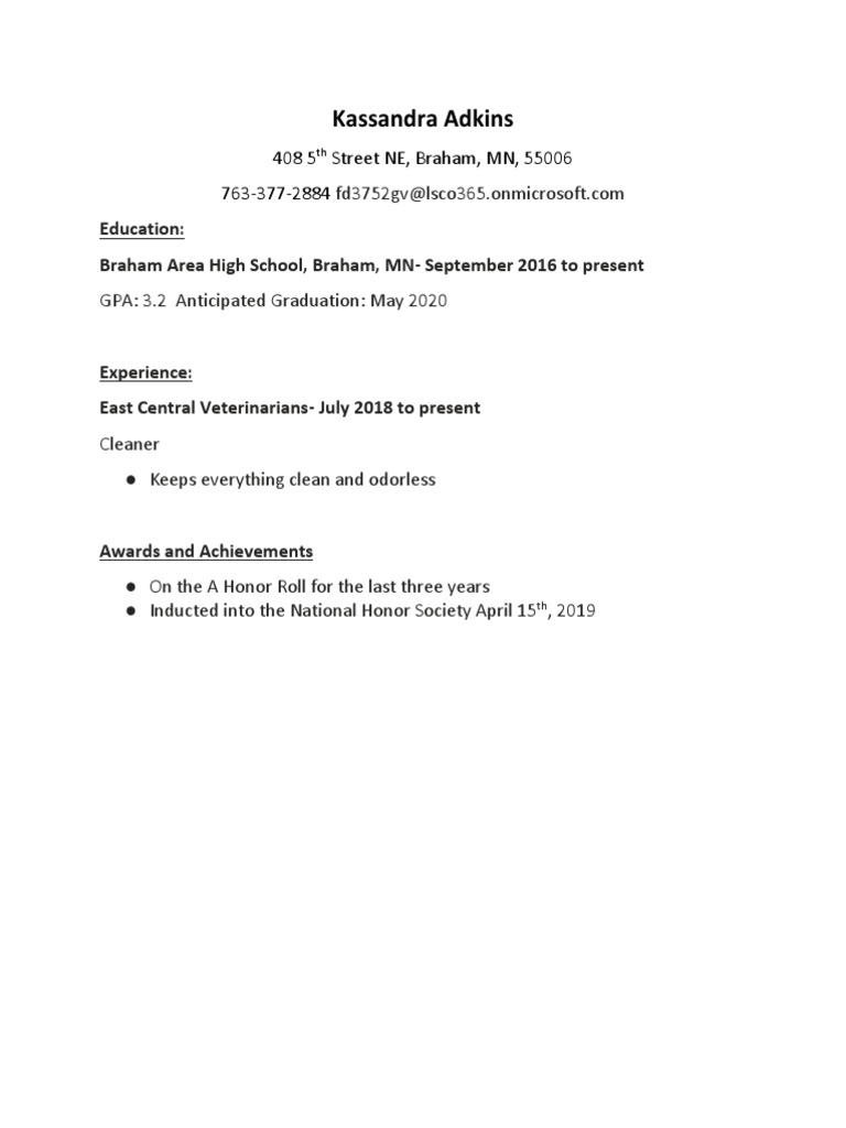 Resume Draft 1 | PDF