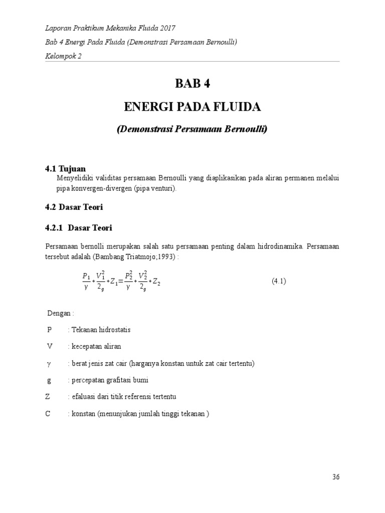 Energi dan Aliran Fluida: Validasi Eksperimen Persamaan Bernoulli Melalui Praktikum Mekanika ...