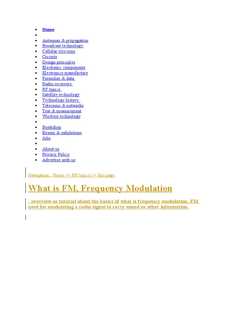 FM Radio Frequency | PDF | Frequency Modulation | Radio