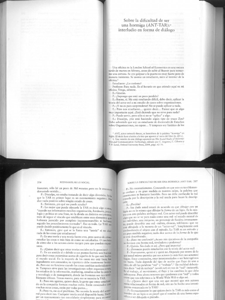 Sobre La Dificultad de Ser Una Hormiga - Bruno Latour PDF | PDF